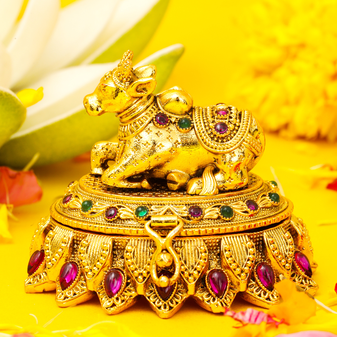 Gold Plated Temple Sindoor Box | Traditional South Indian Jewellery ...